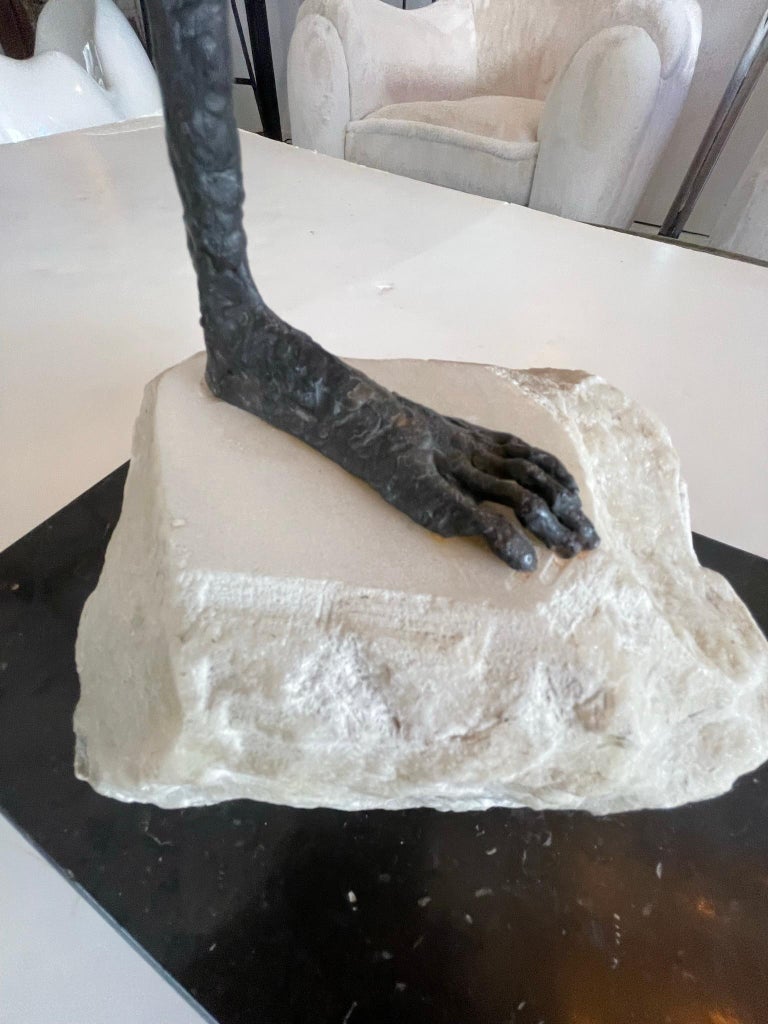 Expressionist Bronze Sculpture on Stone and Bronze Base For Sale at 1stDibs