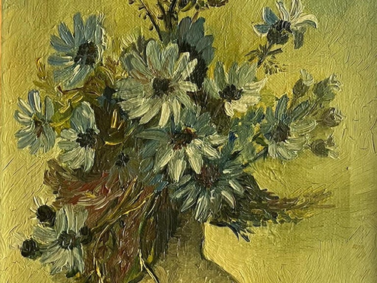Expressionist Flower Stillife in Craft Frame For Sale at 1stDibs
