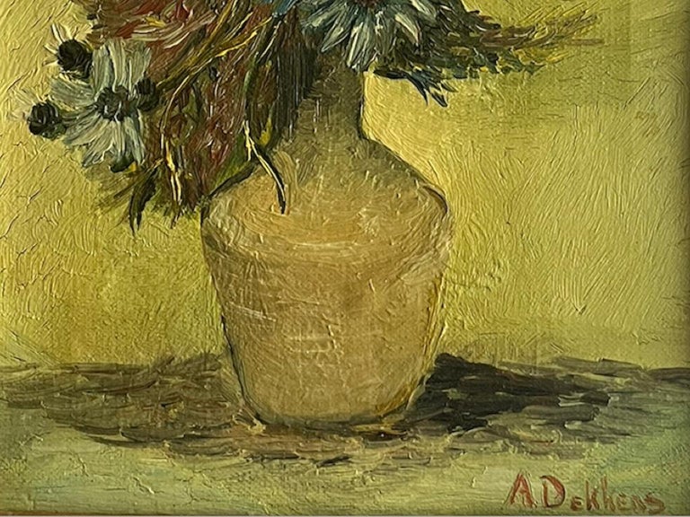 Expressionist Flower Stillife in Craft Frame For Sale at 1stDibs
