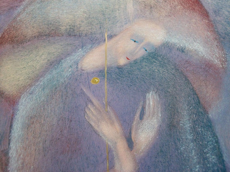 Expressionist Mixed Media Painting on Paper, Initialed, Unframed, Circa ...