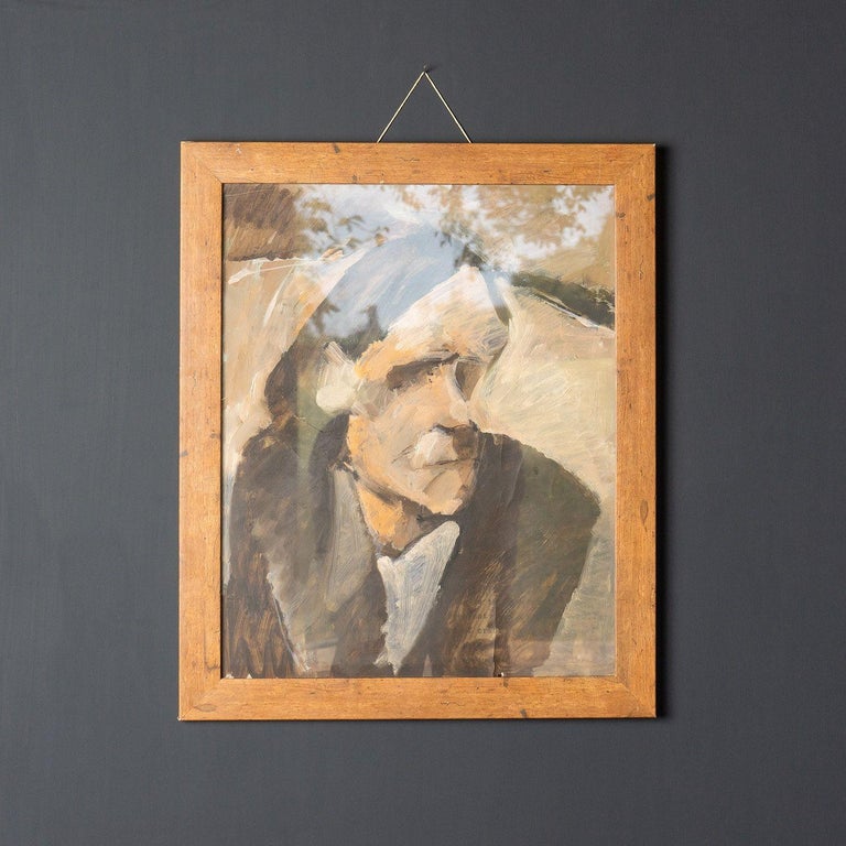 Expressionist Portrait of a Man, Oil on Paper, Mid 20th Century For ...