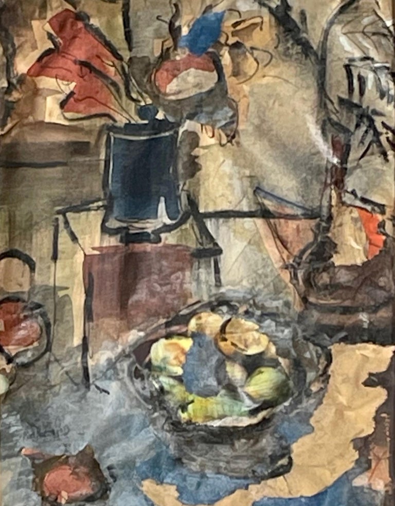 Expressionist Watercolor Modernist Movement Still Life, Signed For Sale ...