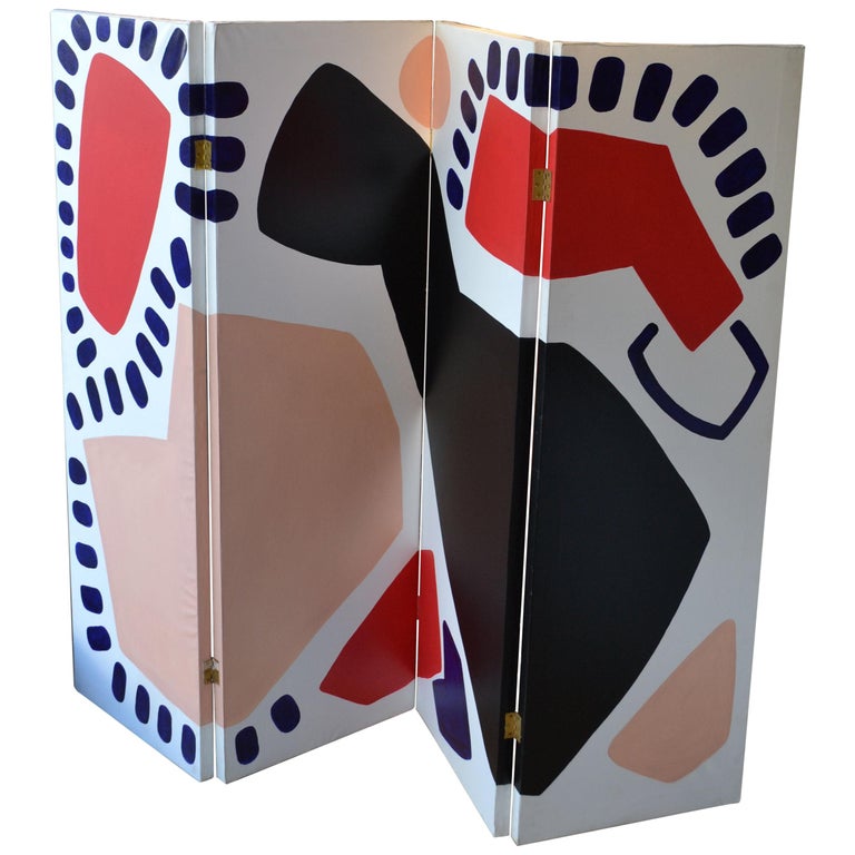Hand Painted / Room Divider by Alice Louradour France at 1stDibs
