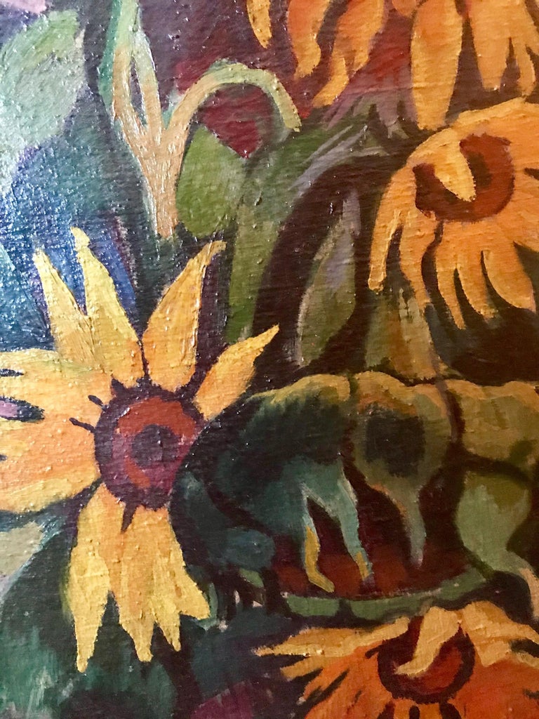 Expressive Realism Oil Painting Still Life Sunflowers, E. Gotzmann For ...