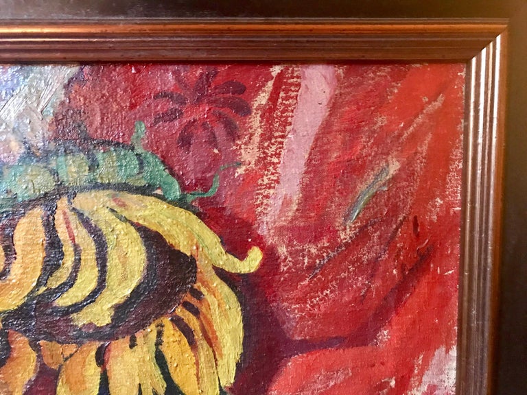 Expressive Realism Oil Painting Still Life Sunflowers, E. Gotzmann For ...