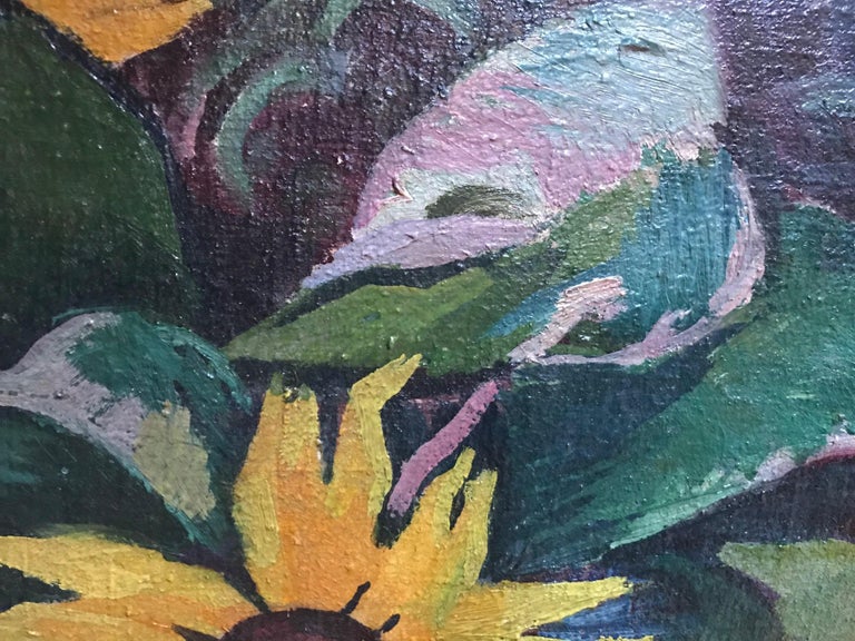 Expressive Realism Oil Painting Still Life Sunflowers, E. Gotzmann For ...