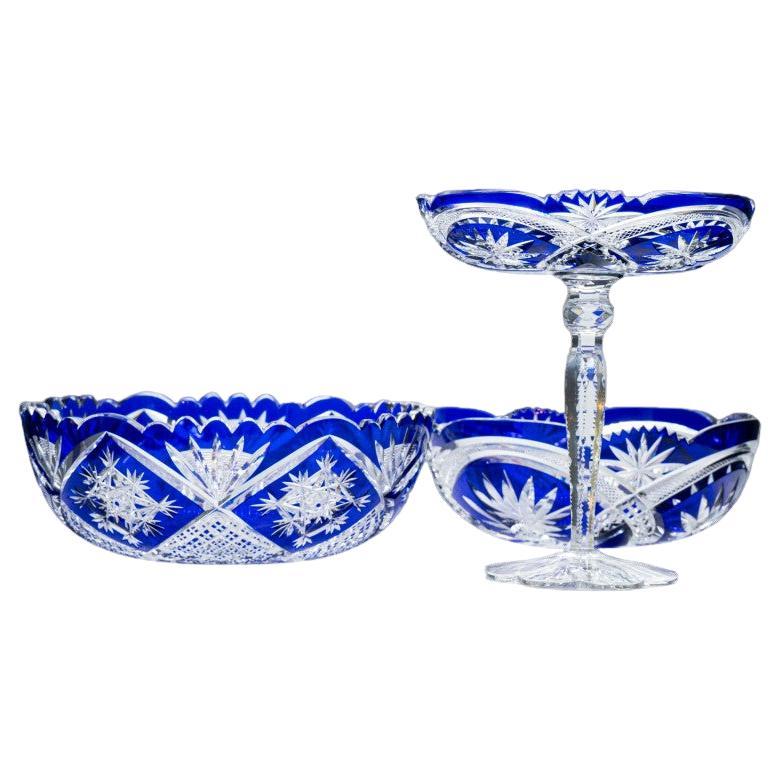 Baccarat, Deep Blue Crystal Cut Coupe, France, 1920 For Sale at 1stDibs