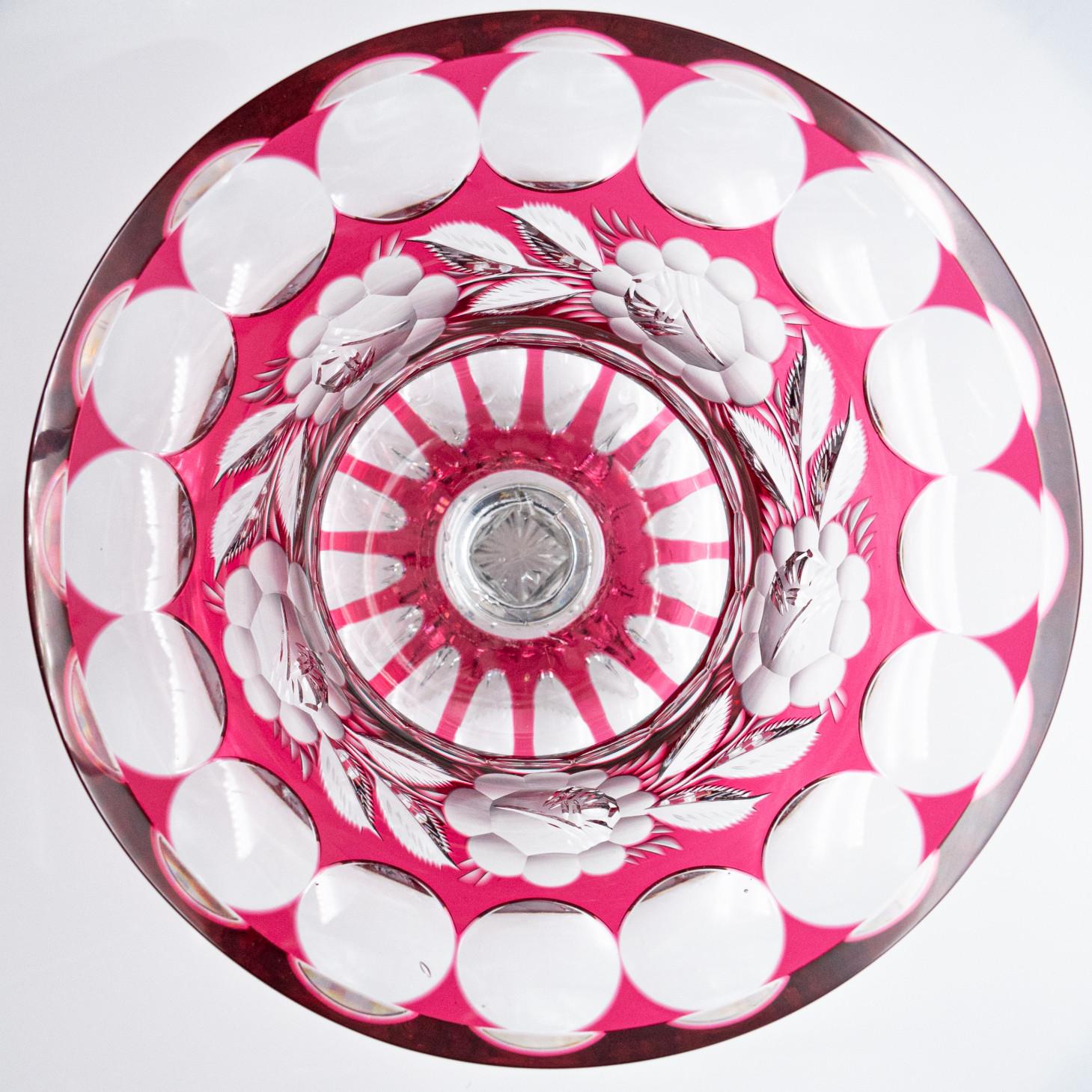 Exquise Small Vase, Deep Rose Red Crystal, Bohemia, Czech Republic ...