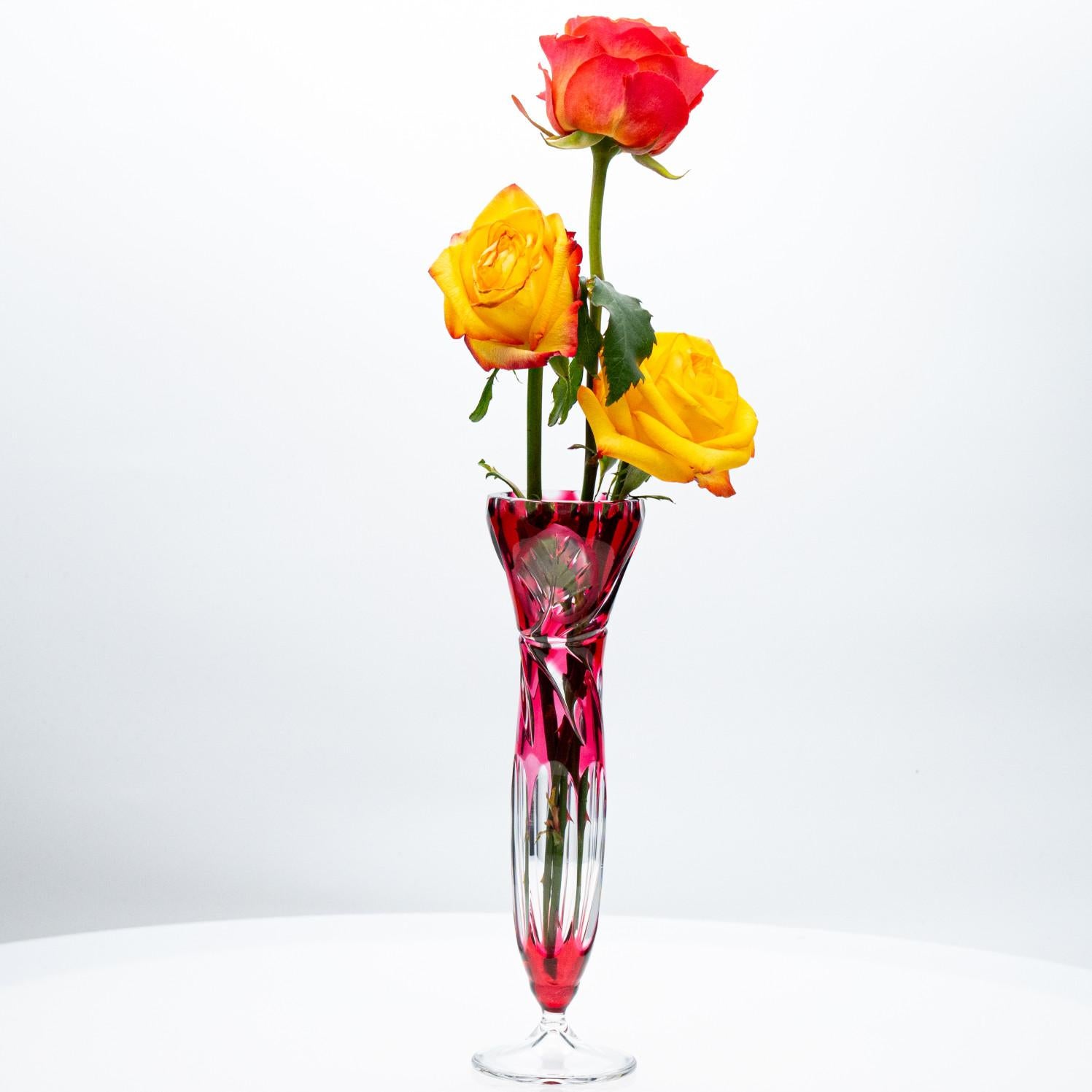 Exquise Small Vase, Deep Rose Red Crystal, Bohemia, Czech Republic ...