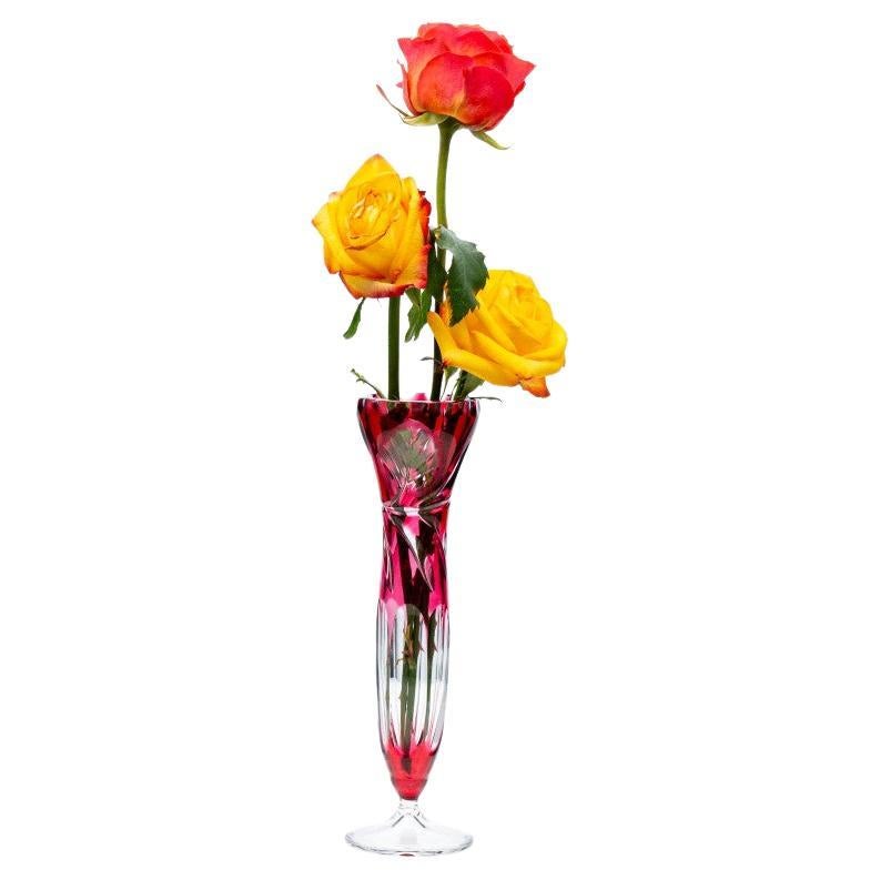 Exquise Small Vase, Deep Rose Red Crystal, Bohemia, Czech Republic ...