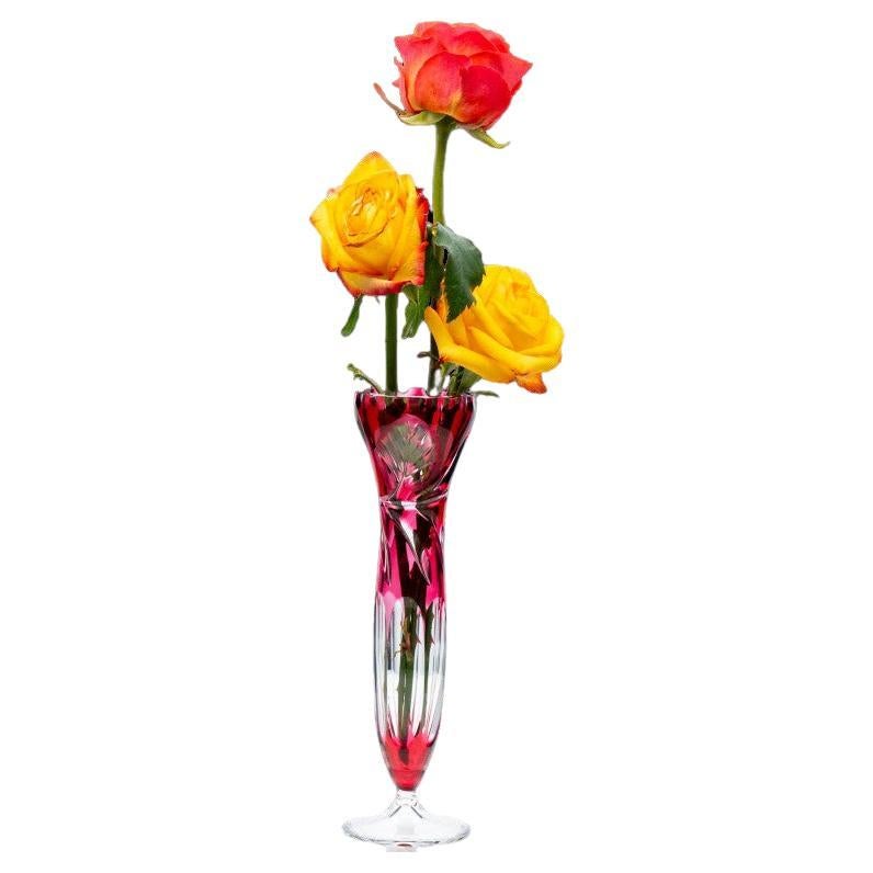XL Vase, Deep Rose Red Overlay Crystal, Paris, 1950 For Sale at 1stDibs