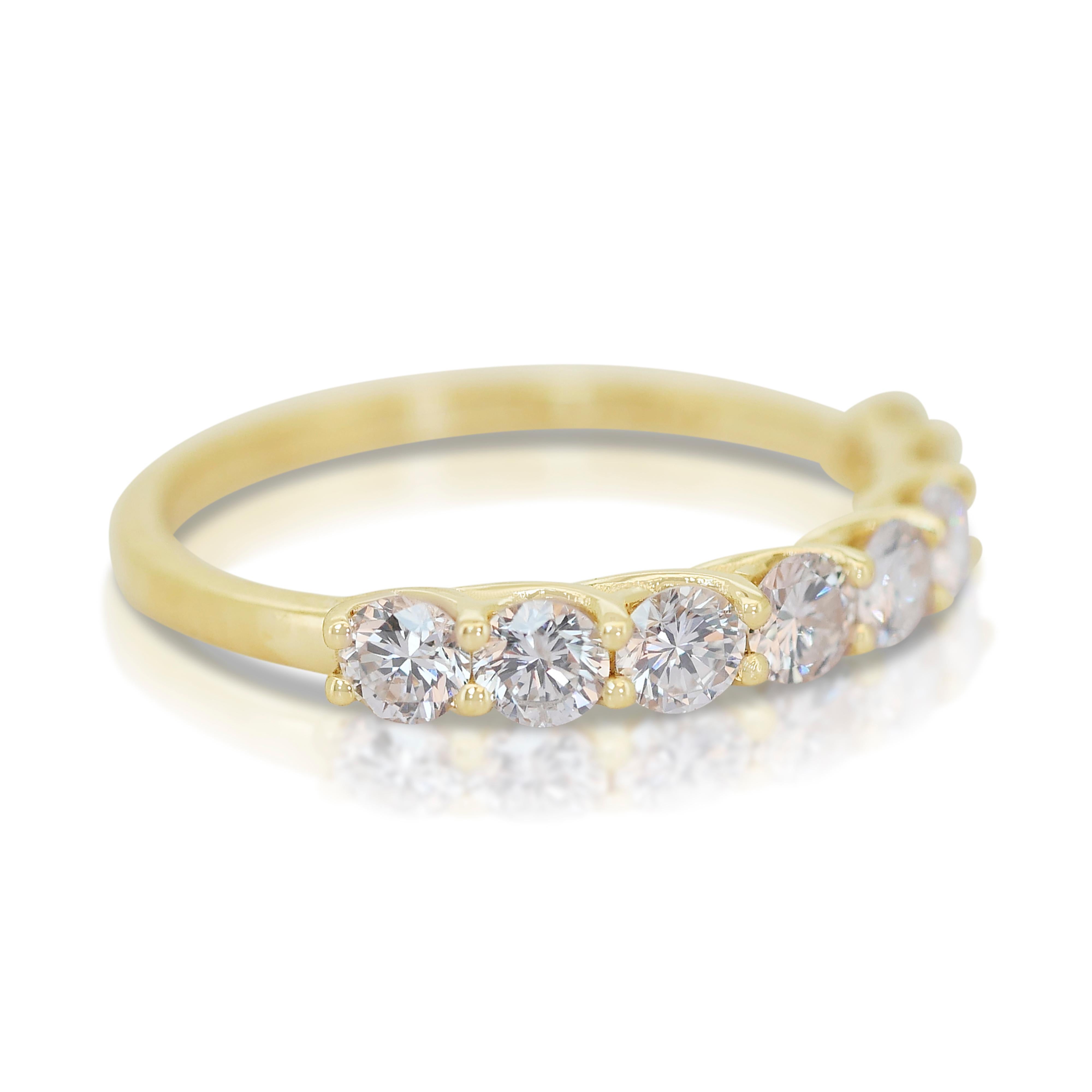 Exquisite 1.03ct Diamonds Half Eternity Ring in 14k Yellow Gold - IGI ...