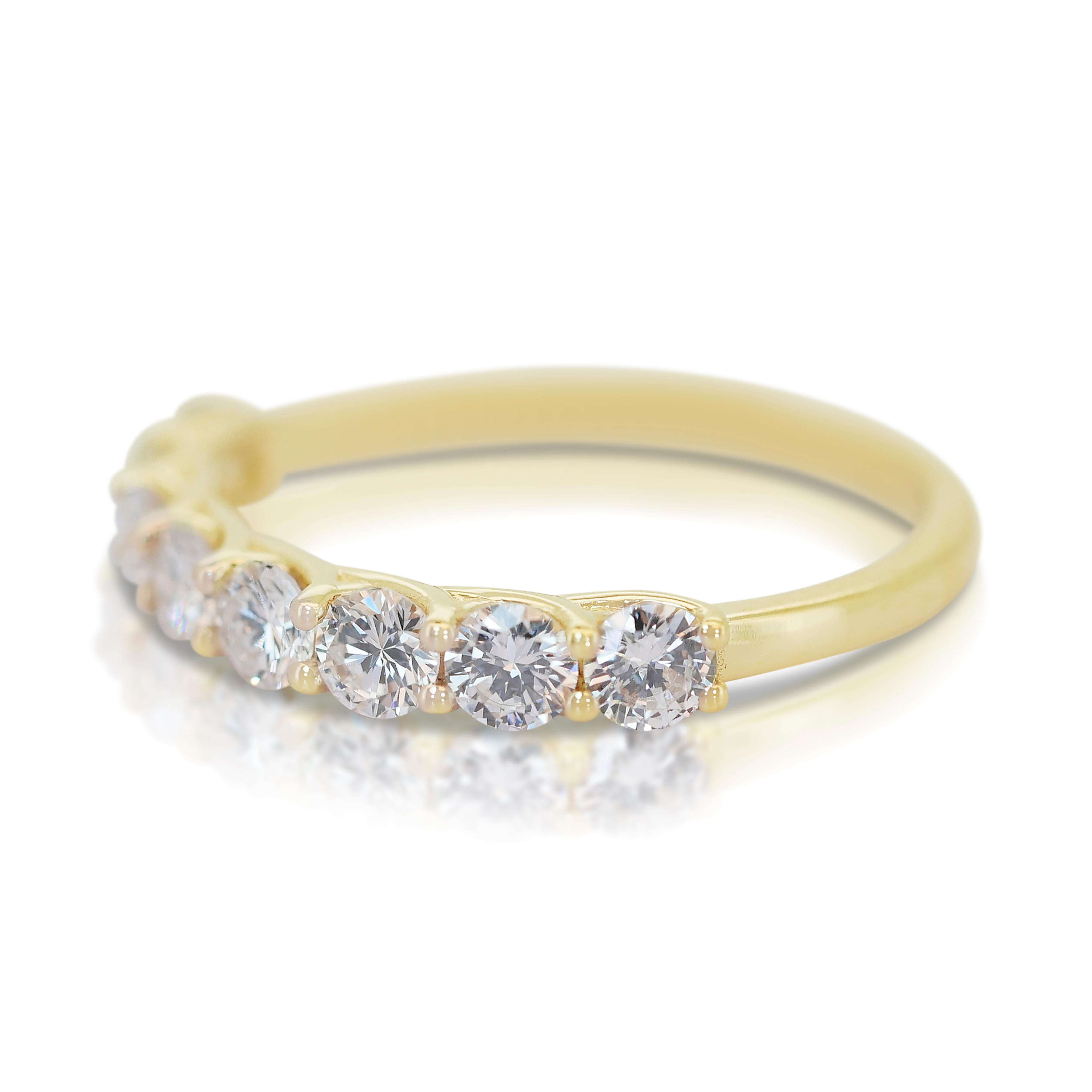 Exquisite 1.03ct Diamonds Half Eternity Ring in 14k Yellow Gold - IGI ...