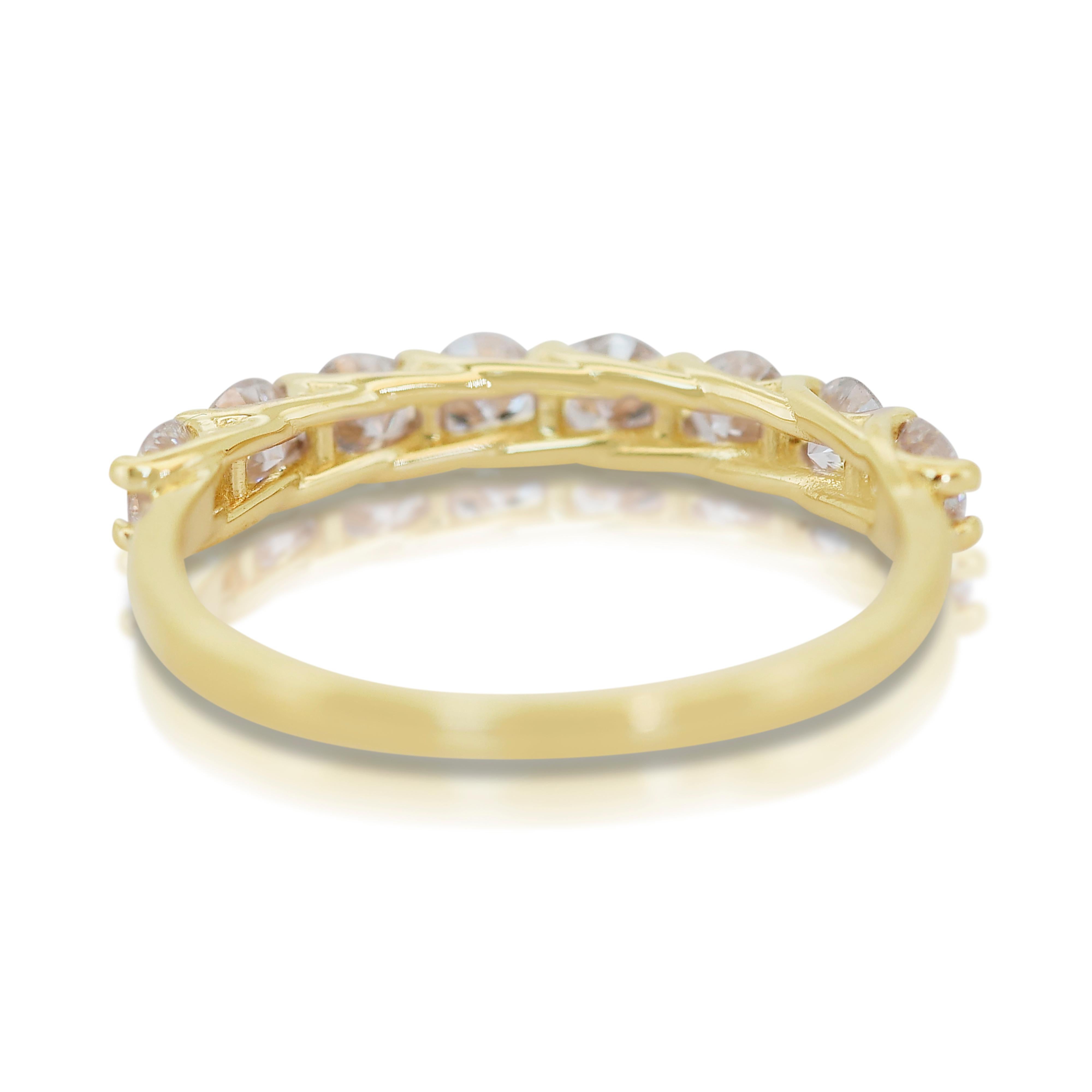 Exquisite 1.03ct Diamonds Half Eternity Ring in 14k Yellow Gold - IGI ...