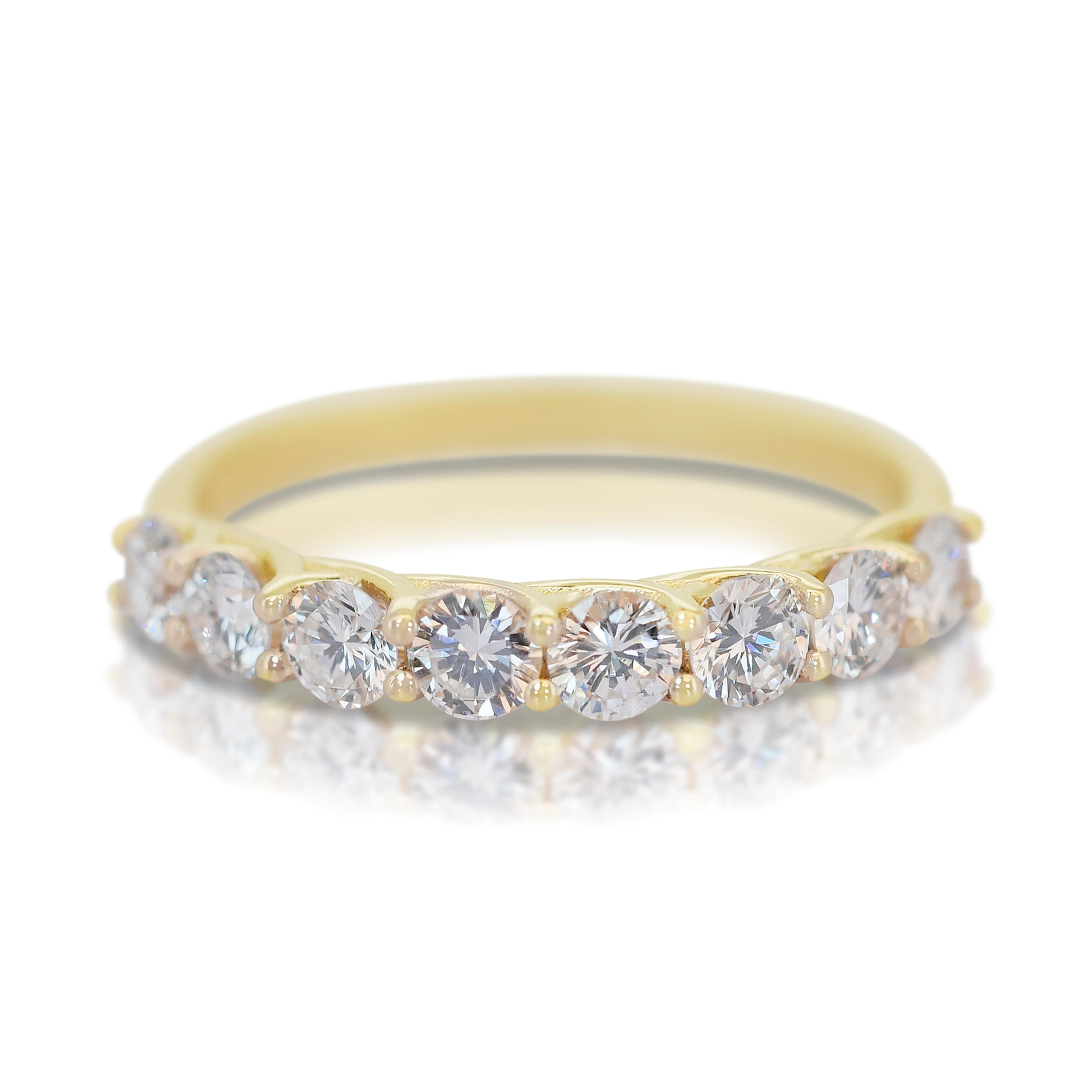 Exquisite 1.03ct Diamonds Half Eternity Ring in 14k Yellow Gold - IGI ...