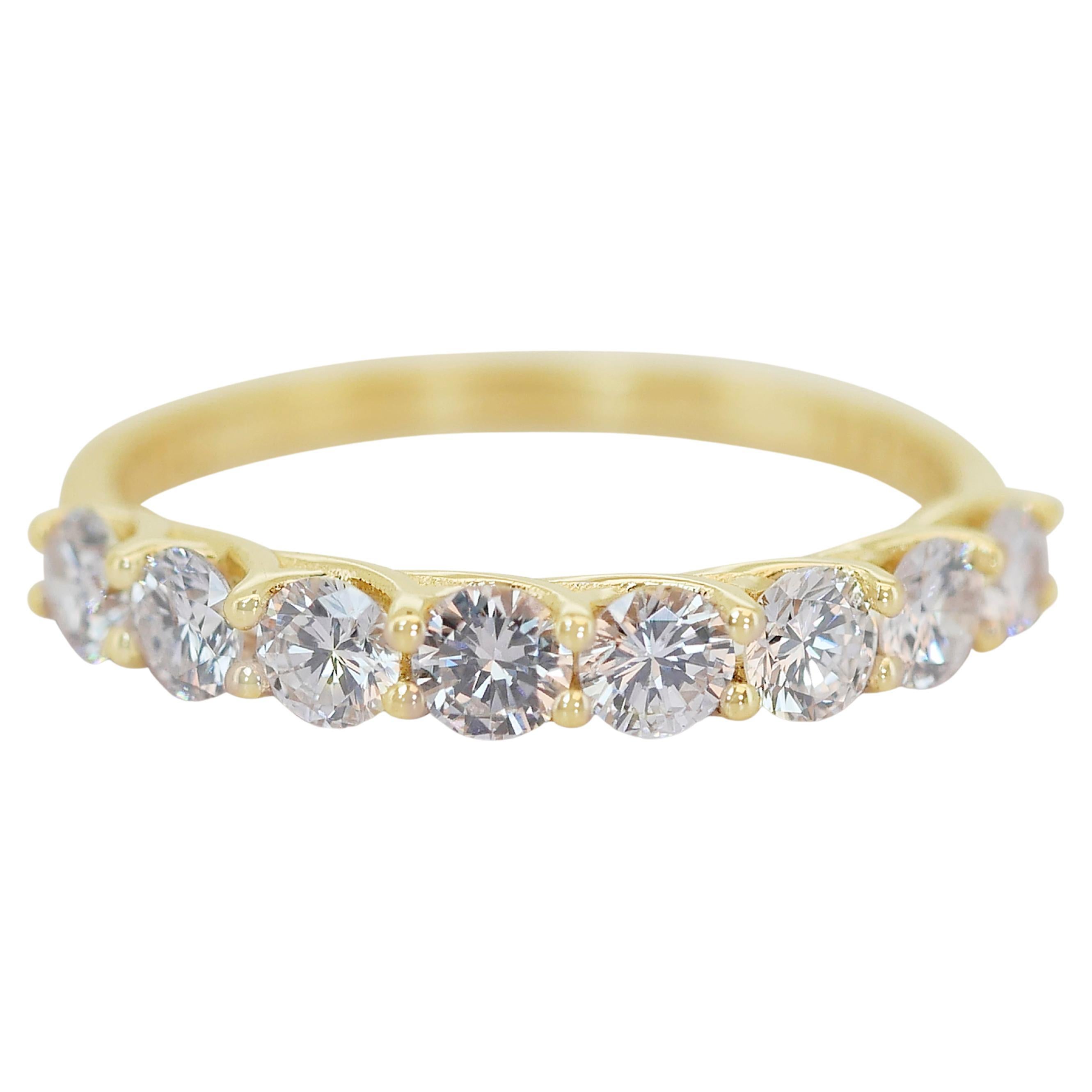 Exquisite 1.03ct Diamonds Half Eternity Ring in 14k Yellow Gold - IGI ...
