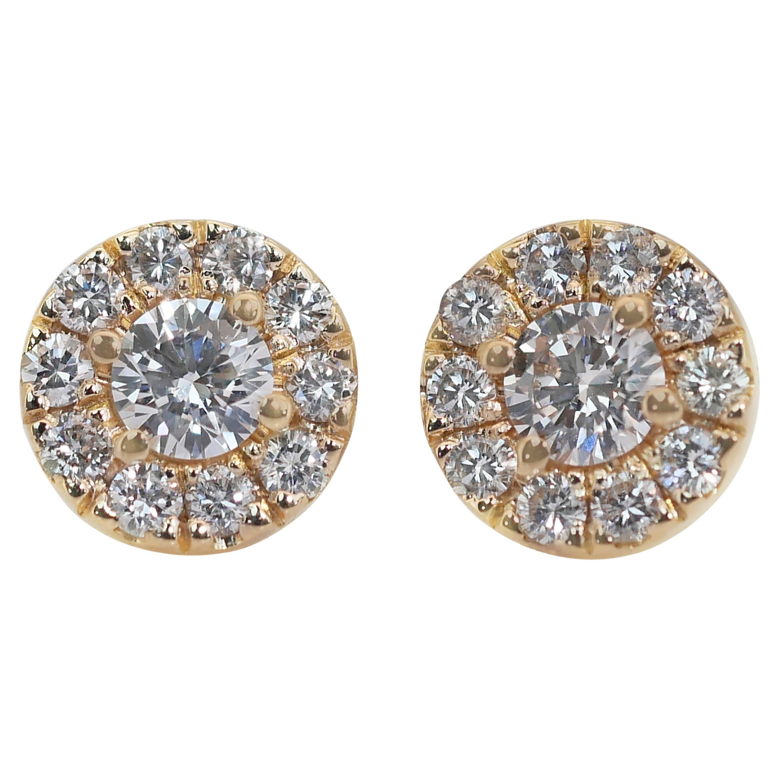Exquisite 1.11ct Diamonds Stud Earrings in 18k Yellow Gold - IGI ...