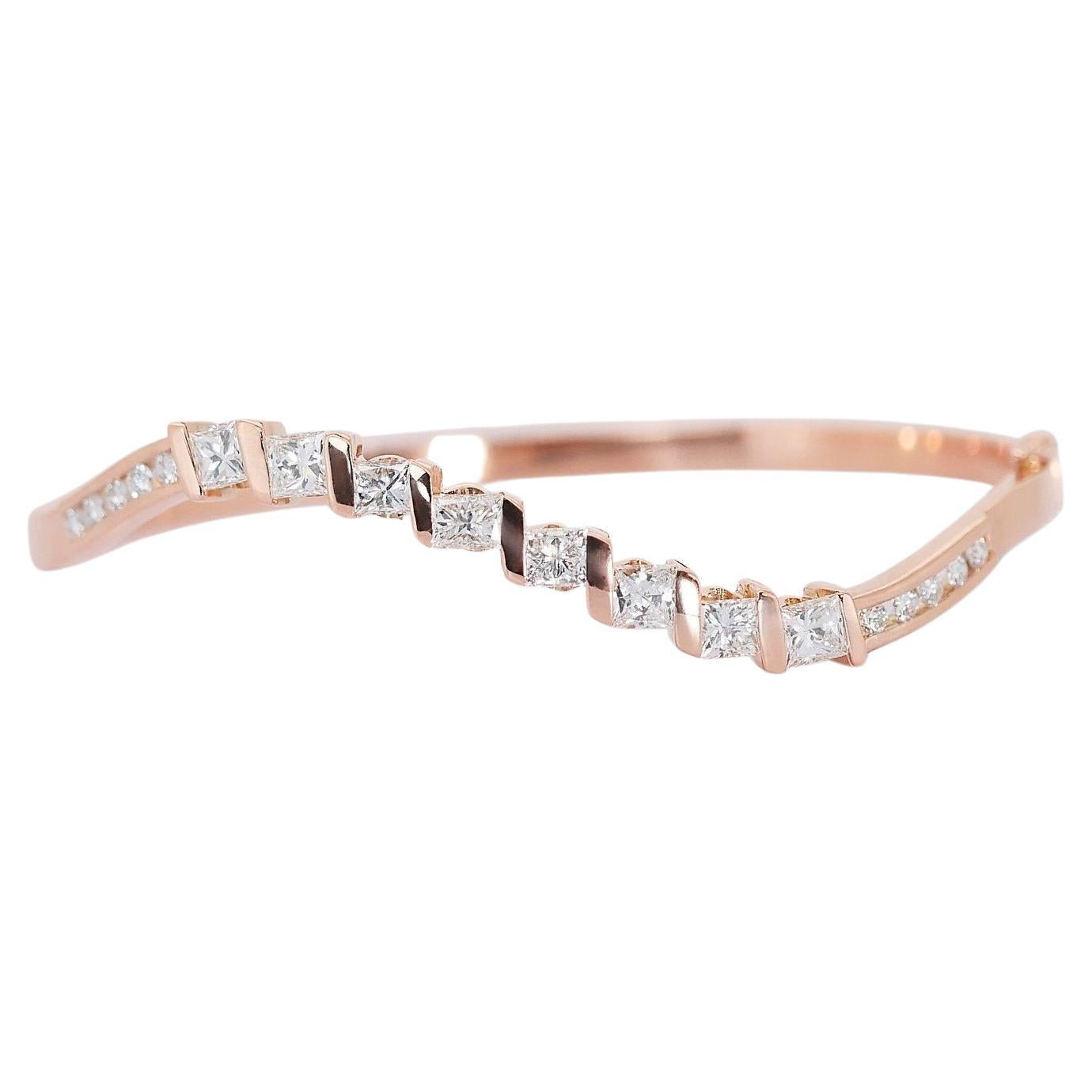 Exquisite 18 kt. Pink Gold Bracelet with 2.10 ct Natural Diamond - IGI ...