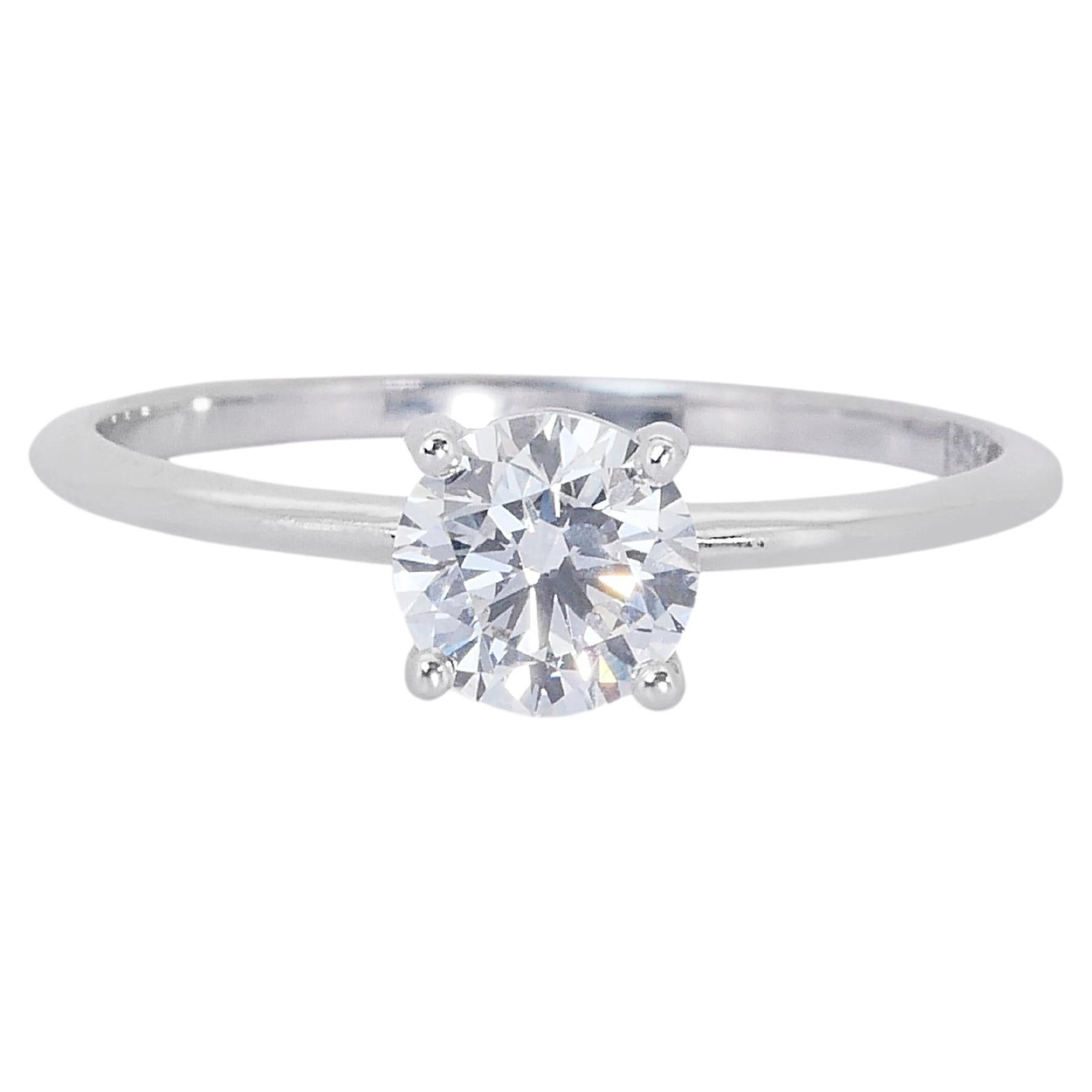 Exquisite 18 kt. White Gold Ring with 1.05 ct Total Natural Diamonds ...
