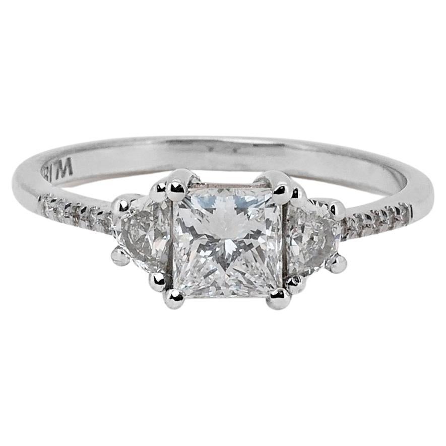 Exquisite 18 kt. White Gold Ring with 1.05 ct Total Natural Diamonds ...