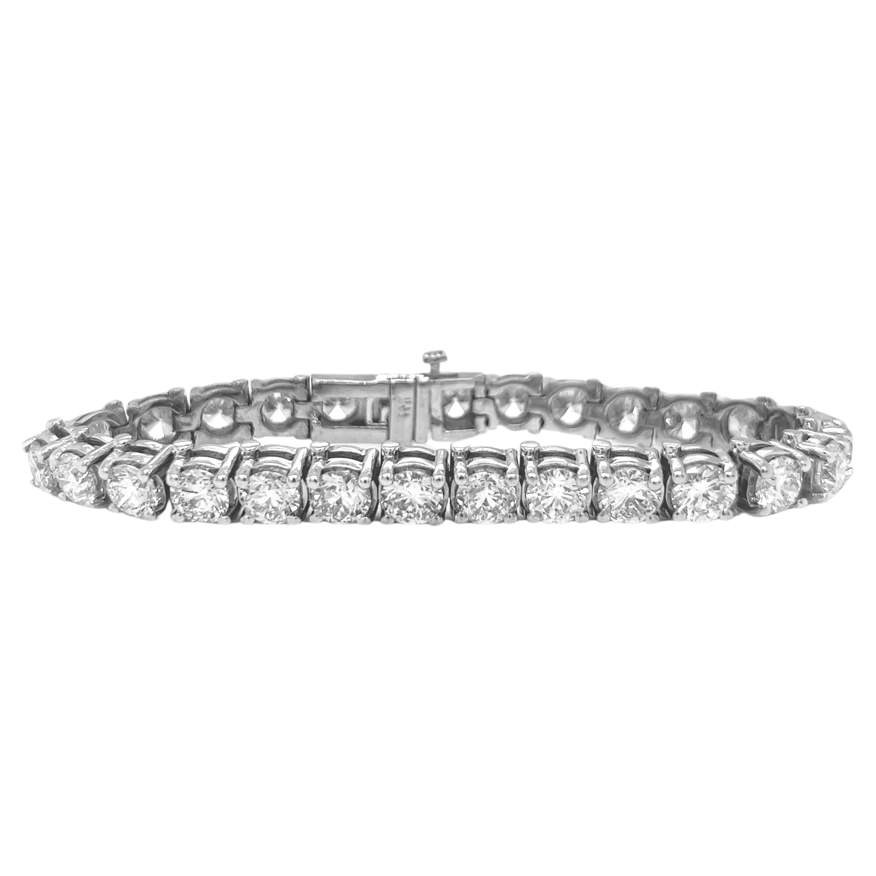 Classic Elegance: 17.48ct Natural Diamond Single Line Bracelet in 14K ...