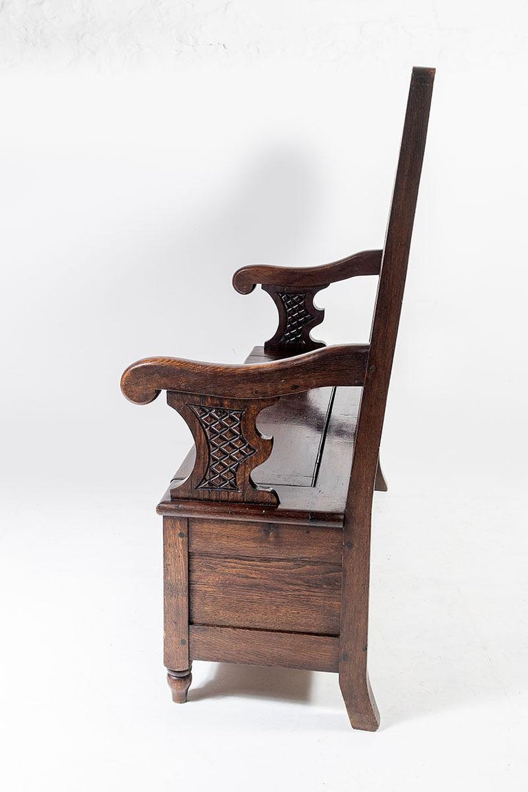 Exquisite 19th Century Heavily Carved Oak Antique Box Settle For Sale ...