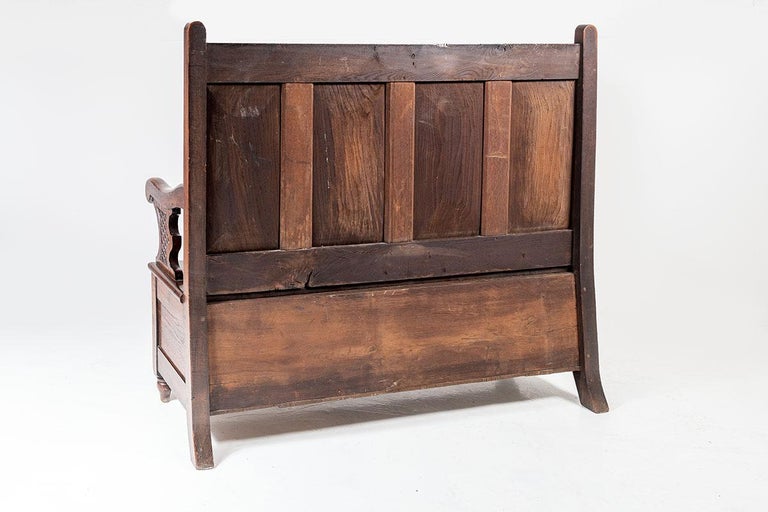 Exquisite 19th Century Heavily Carved Oak Antique Box Settle For Sale ...