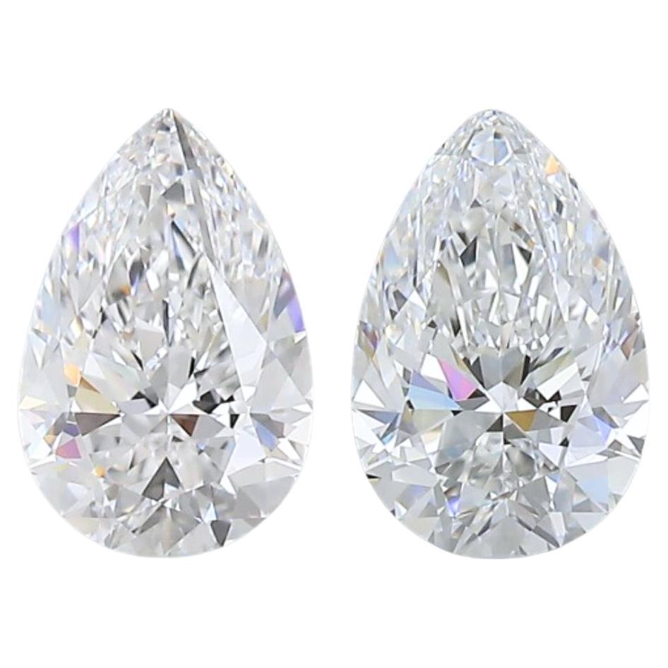 Exquisite 2.02ct Double Excellent Ideal Cut Pair of Pear-Shaped ...