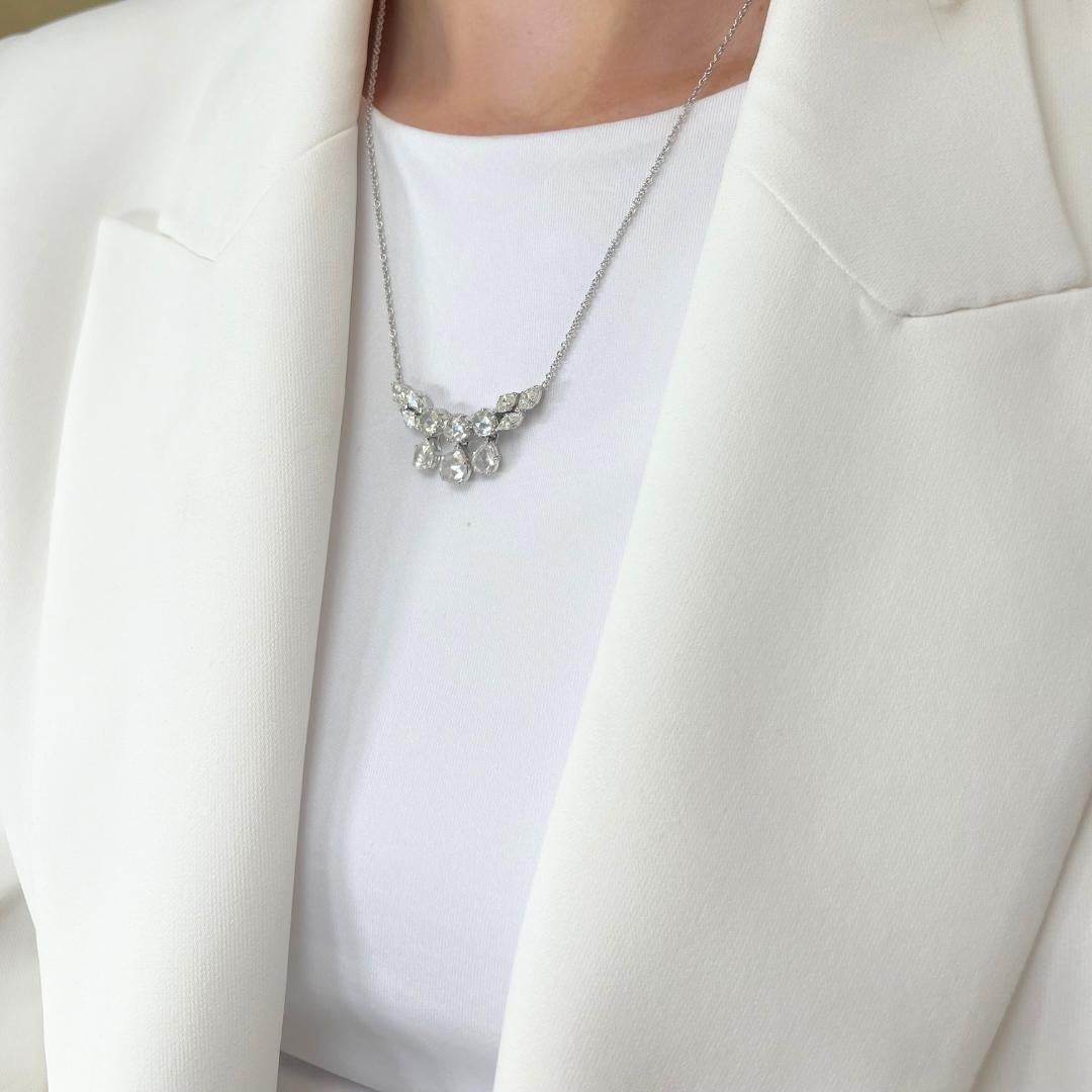 Exquisite 6.88ct Diamonds Drop Necklace with Pendant in 18k White Gold ...