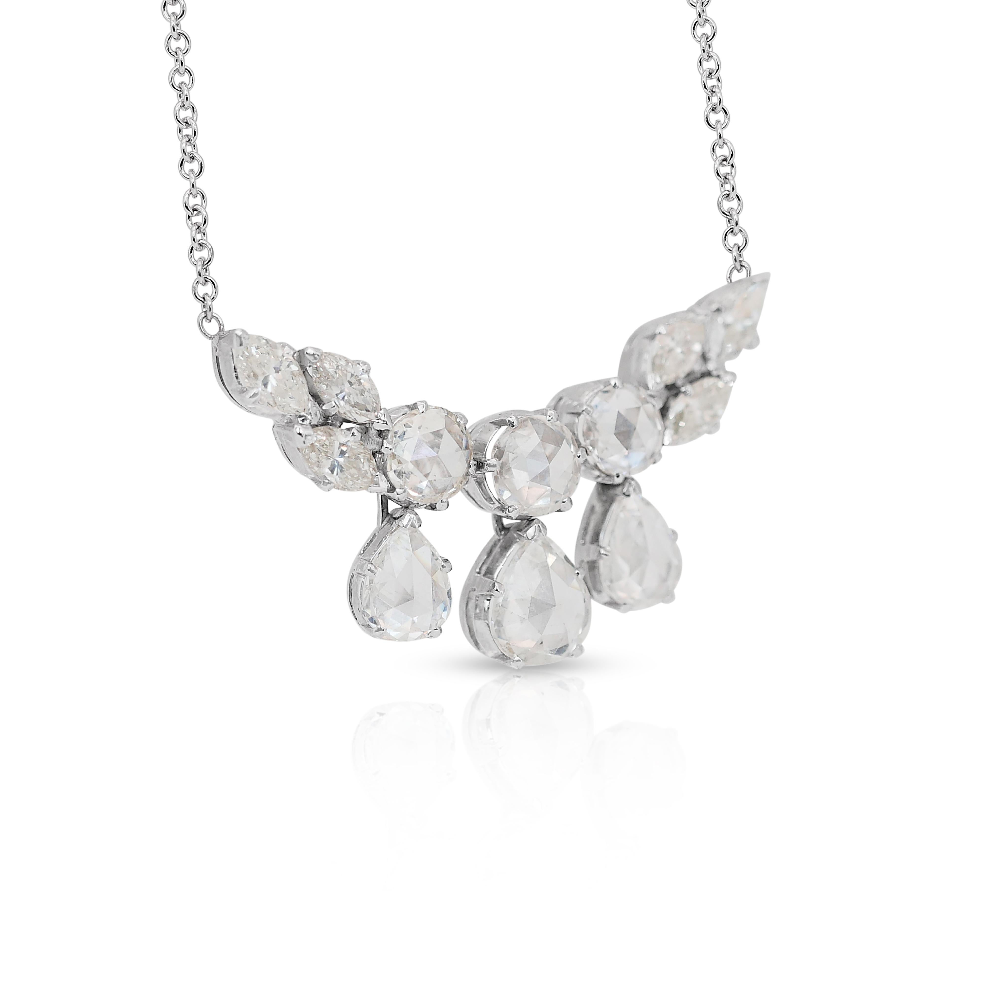 Exquisite 6.88ct Diamonds Drop Necklace with Pendant in 18k White Gold ...