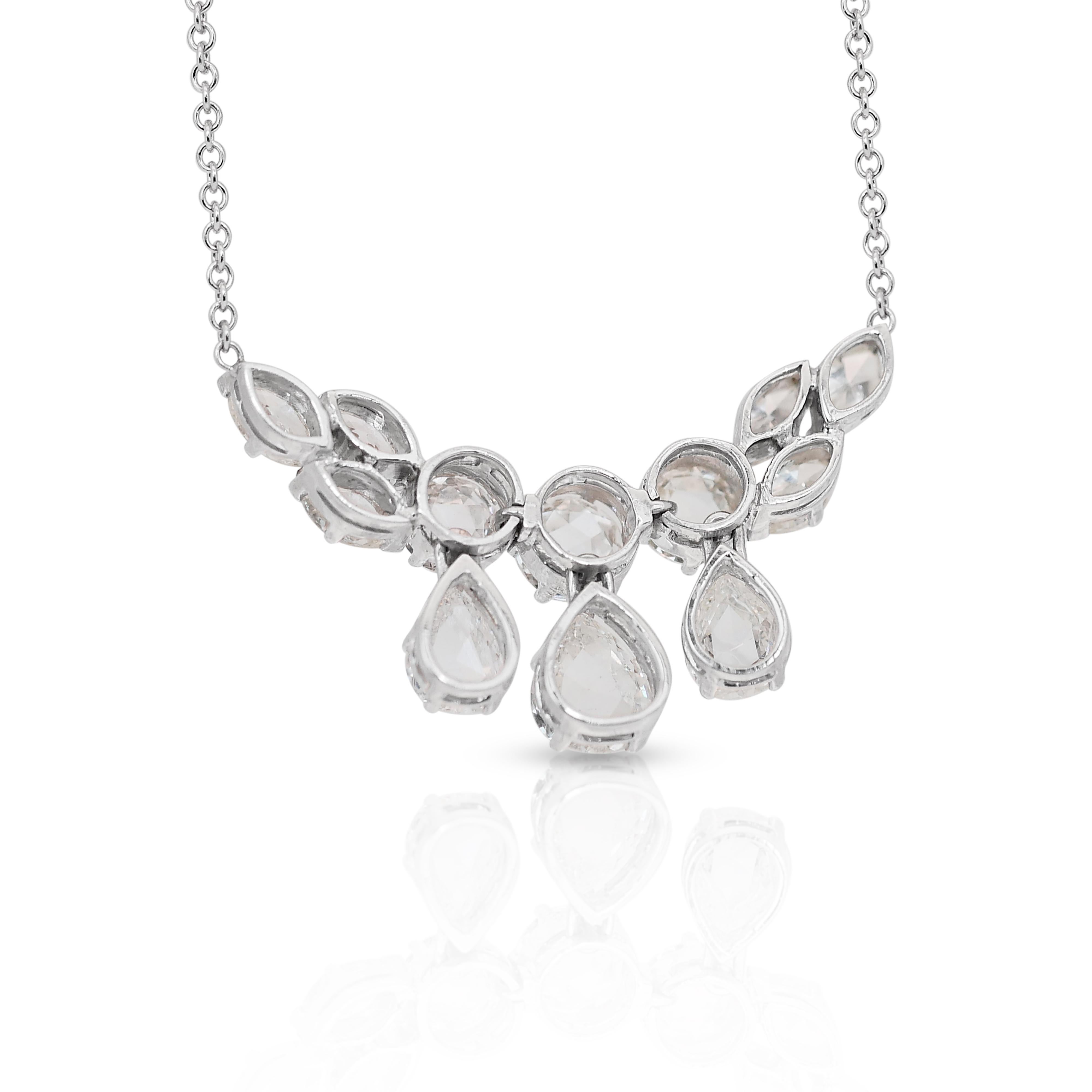 Exquisite 6.88ct Diamonds Drop Necklace with Pendant in 18k White Gold ...