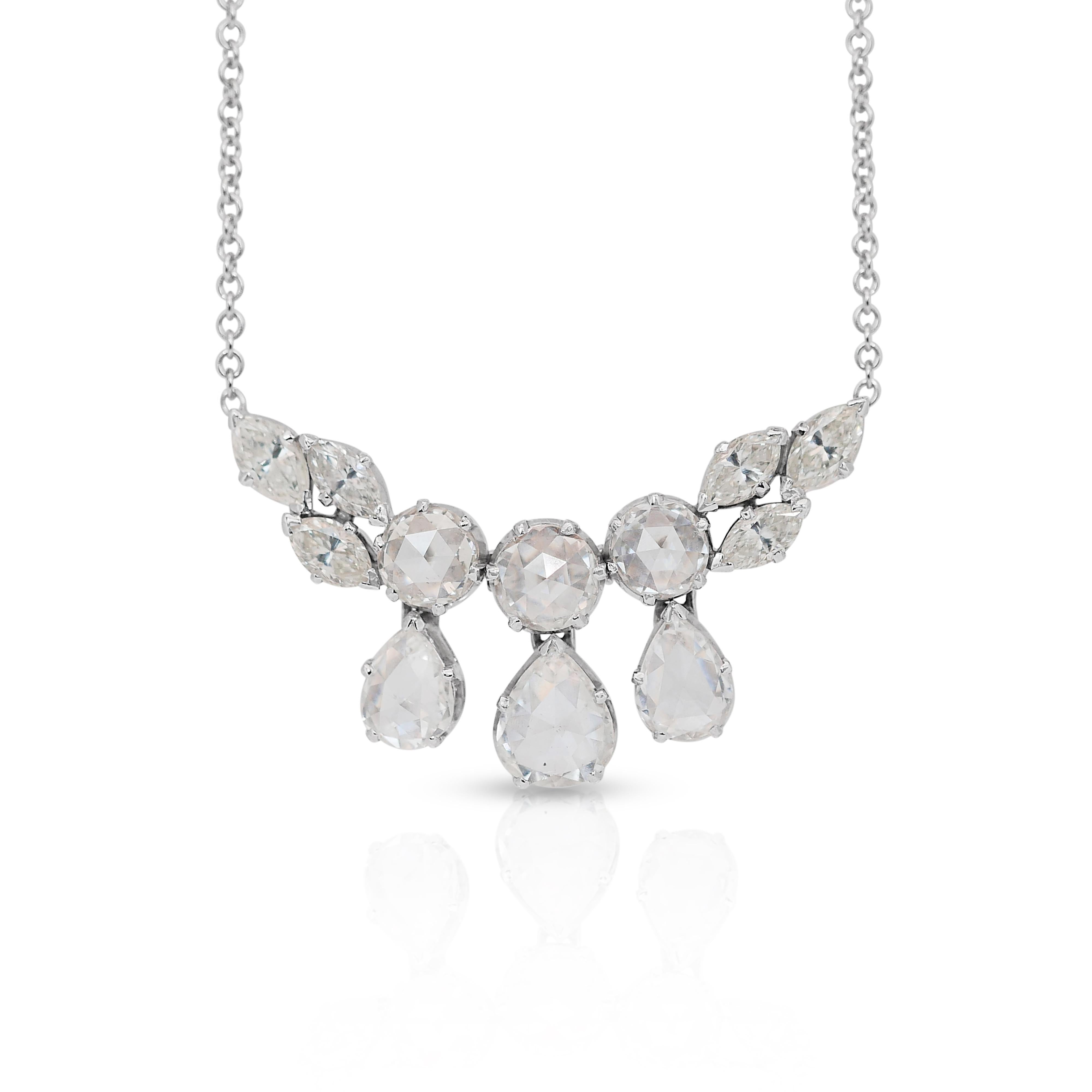 Exquisite 6.88ct Diamonds Drop Necklace with Pendant in 18k White Gold ...