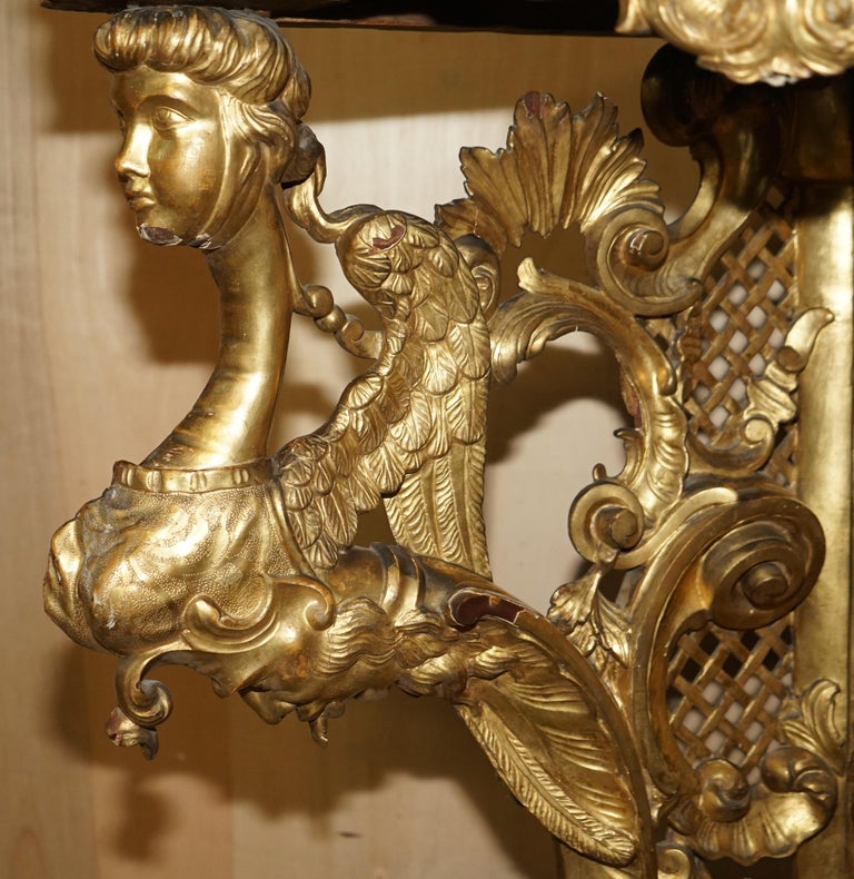 Exquisite Antique Italian Gold Giltwood Italian Marble Herm Carved ...