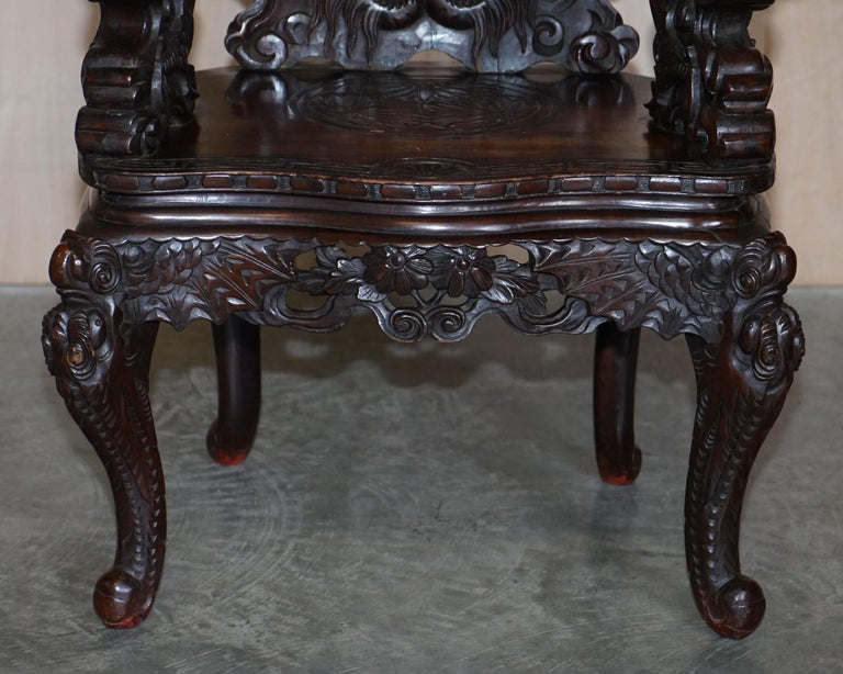 Exquisite Antique Japanese 1880 Qing Dynasty Carved Dragon Throne ...