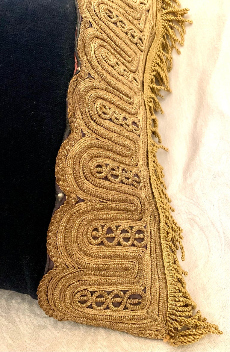 Exquisite Antique Metallic Gold Thread Hand Embroidered Blue Velvet ...