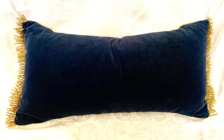 Exquisite Antique Metallic Gold Thread Hand Embroidered Blue Velvet ...