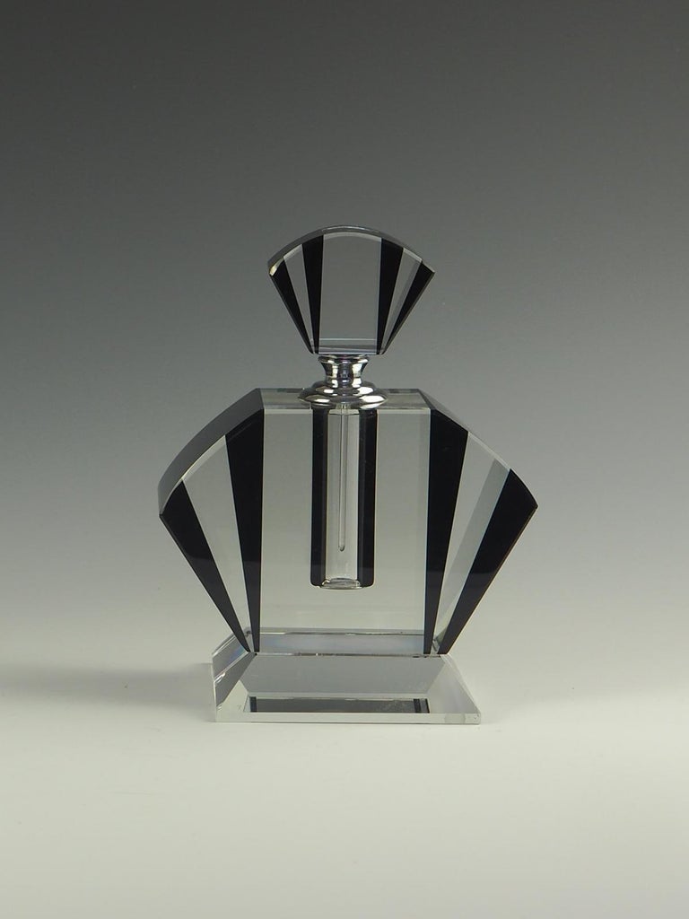 Exquisite Art Deco Black Crystal Perfume Bottle at 1stDibs