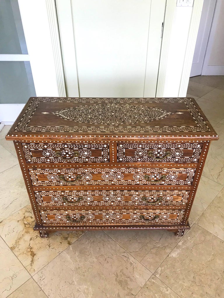 Exquisite Chest of Drawers with Bone Inlays and Marquetry Designs ...