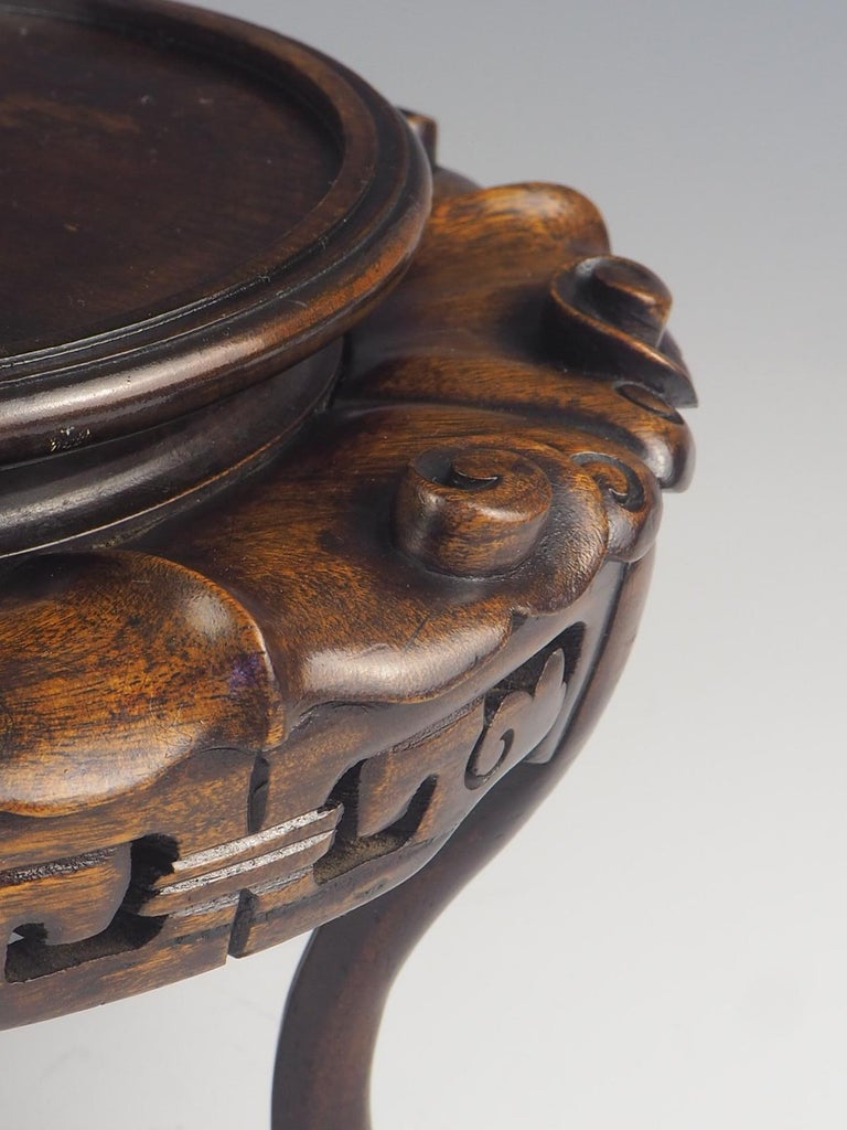 Exquisite Chinese Display Stand Carved Hardwood For Sale at 1stDibs
