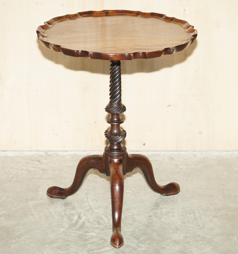 Exquisite Cir 1860 Antique Flamed Hardwood Pie Crust Side End Lamp ...