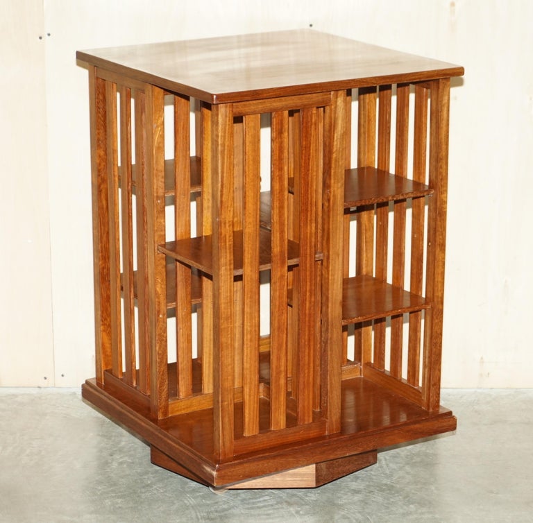 Exquisite circa 1920 Antique Art Deco Hardwood Revolving Bookcase Book ...