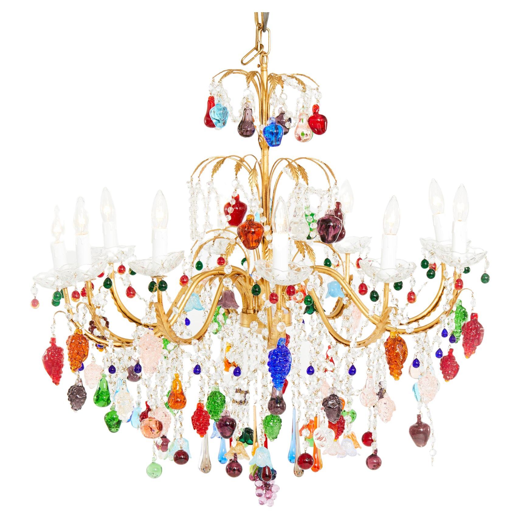 Vintage Venetian Murano Crystal Fruit Chandelier at 1stDibs