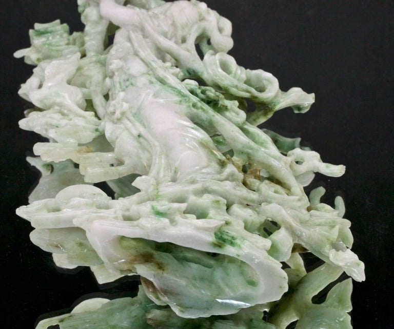 Exquisite Jade Fairy Statue, Finely Carved Jadeite Sculpture at 1stDibs