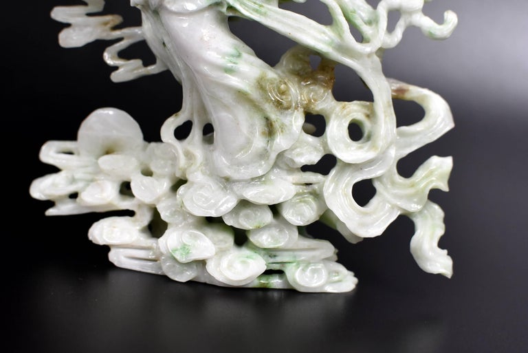 Exquisite Jade Fairy Statue, Finely Carved Jadeite Sculpture at 1stDibs