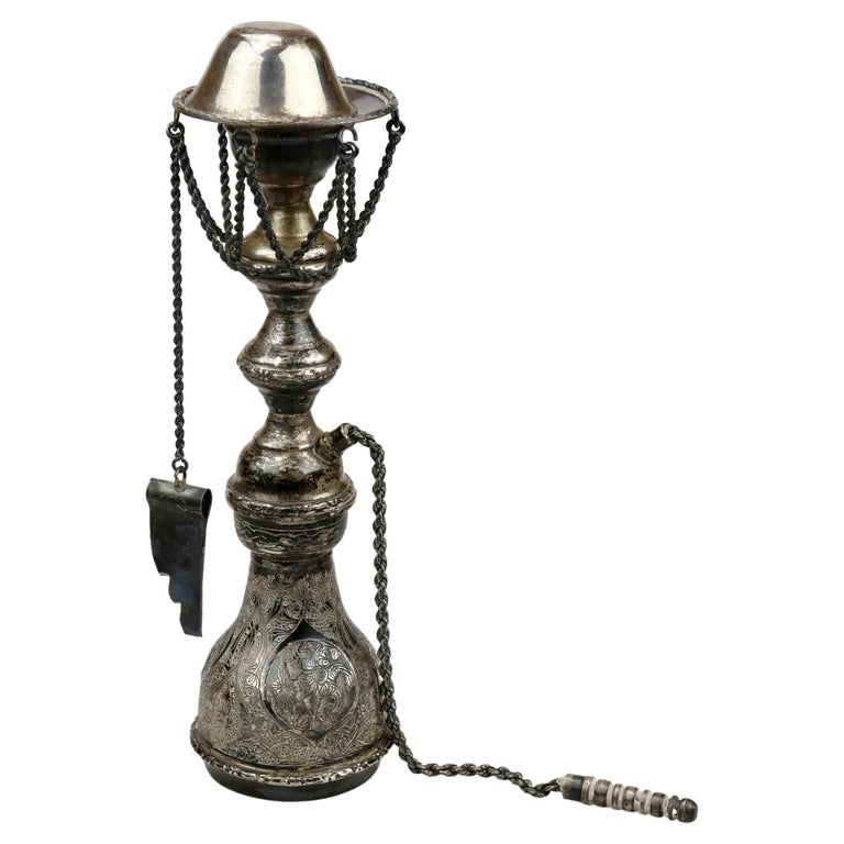 Exquisite Kashmiri Silver Miniature Decorative Hookah For Sale at 1stDibs