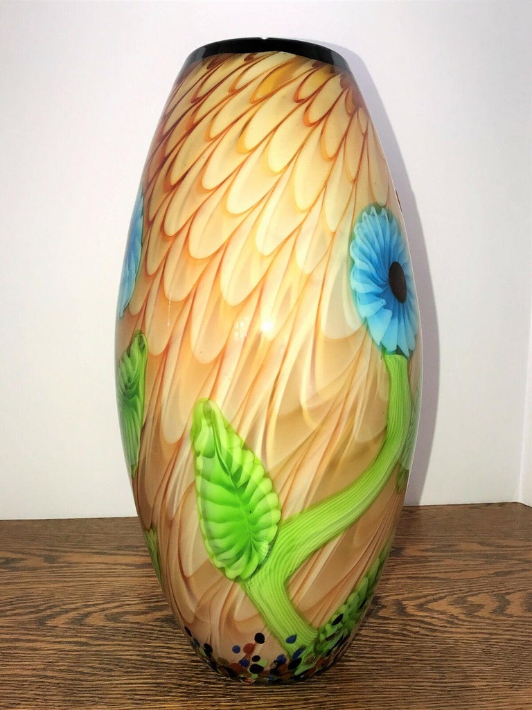 Exquisite Large Murano Floral Luxury Art Glass Vase Estate Find For ...