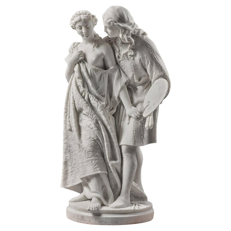 Exquisite Marble Statue Entitled ‘Raffaello E Fornarina’ by Raffaello ...
