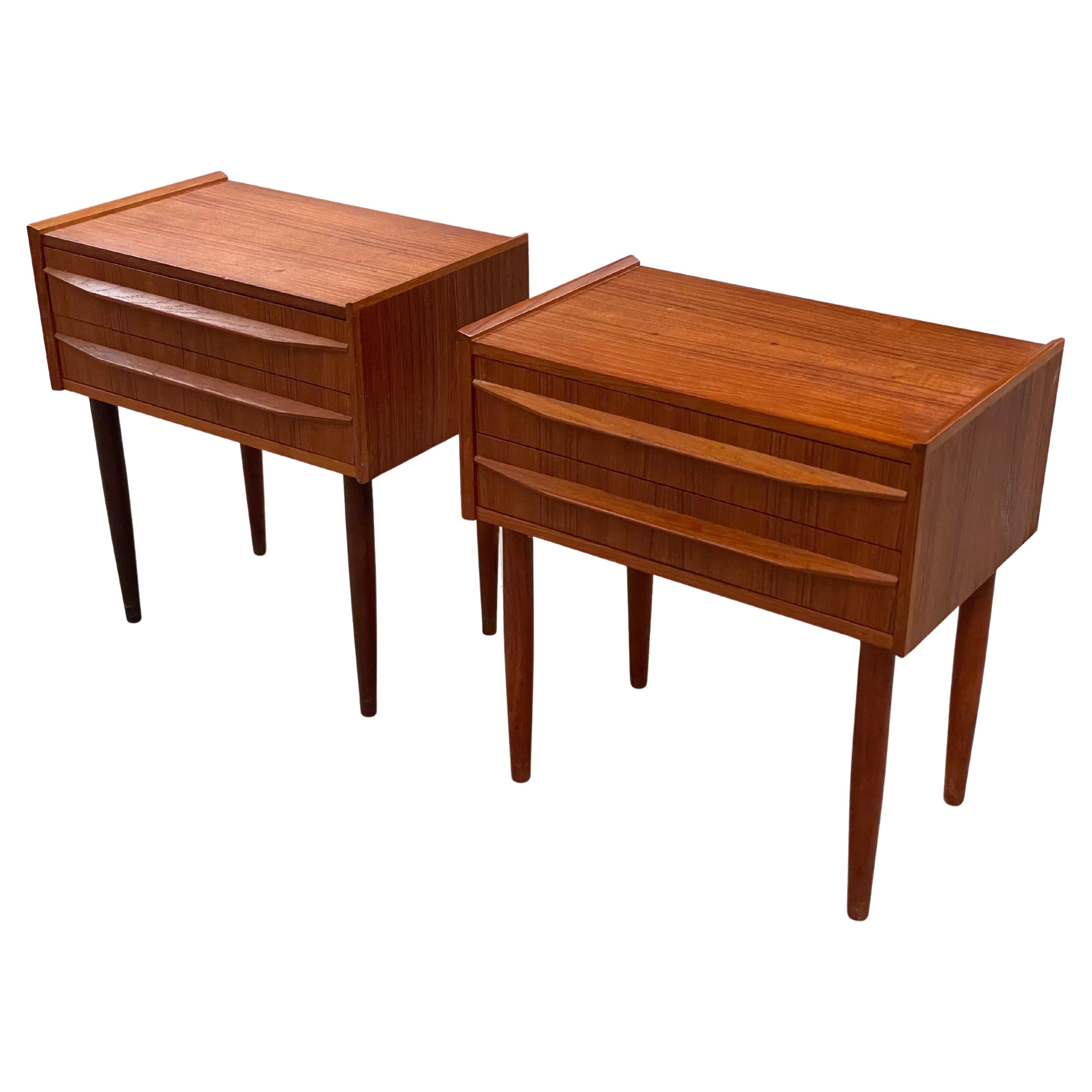A beautiful set of Danish Mid century modern teak night stands from the ...