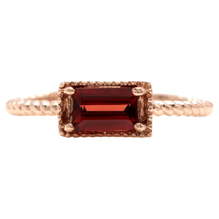 Exquisite Natural Garnet 14K Solid Rose Gold Ring For Sale at 1stDibs