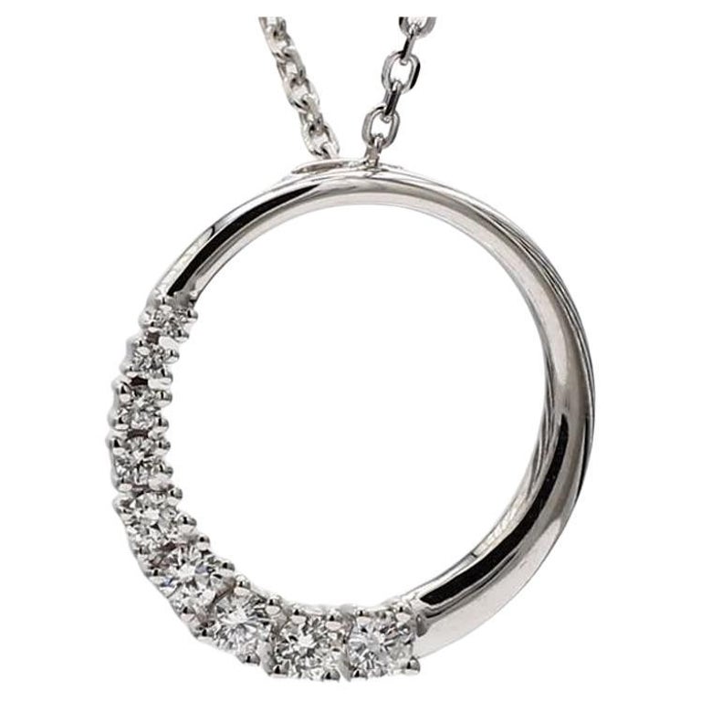 Natural White Round Diamonds .32 Carats TW White Gold Circle Pendant ...